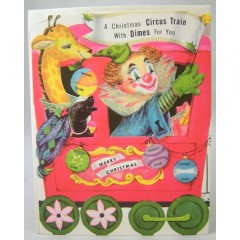 3-Panel Vintage Dime Money Christmas Train Coin Holiday Card